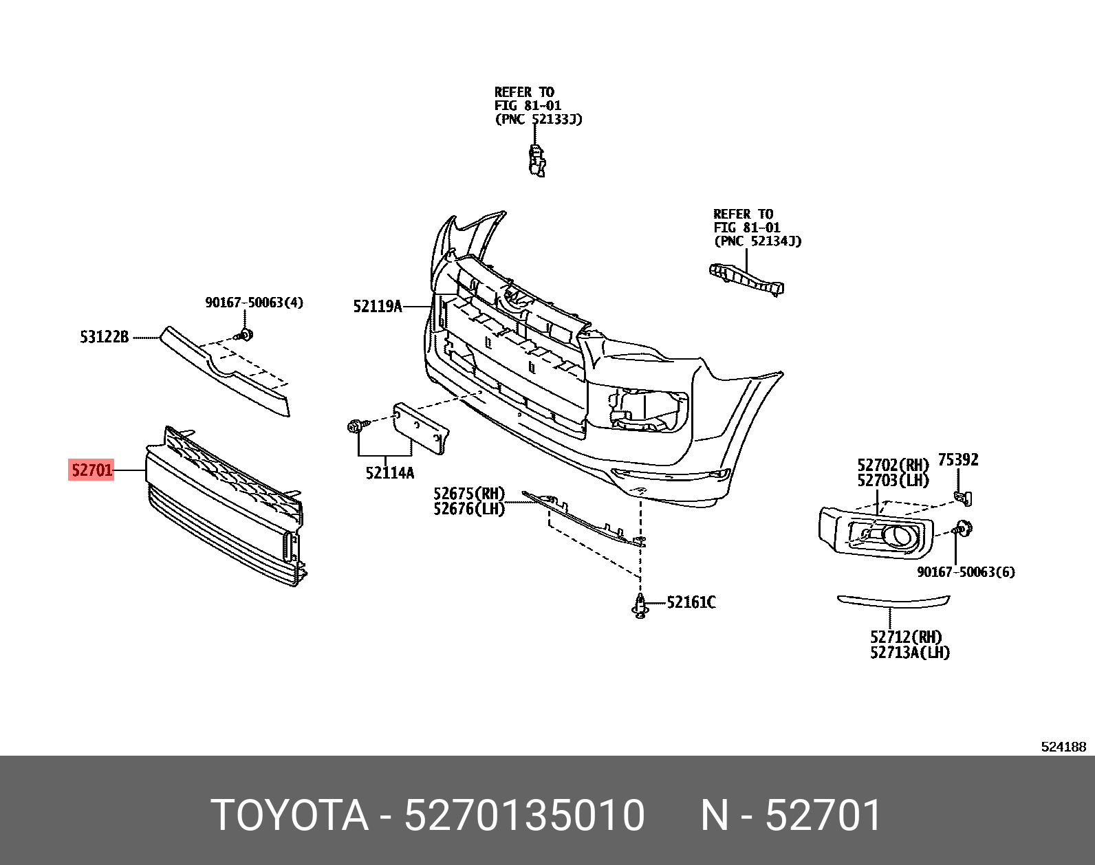 Toyota 4 RUNNER 14-16 BUMPER GRILLE FRONT - 52701-35010 | Spare Parts ...