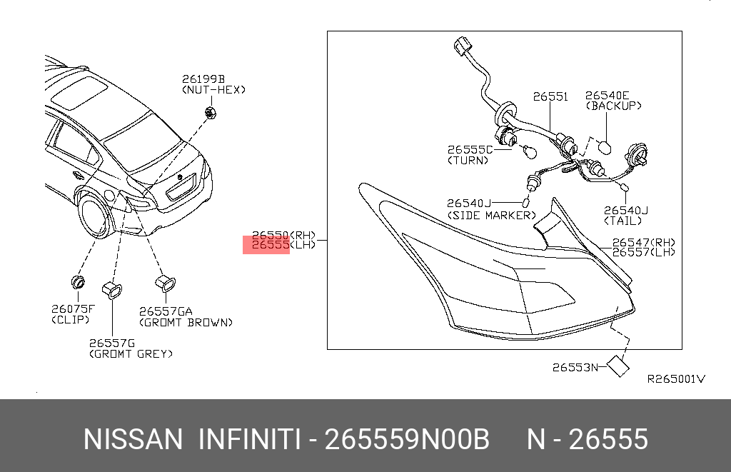Nissan MAXIMA 10-15 TAIL LAMP RED DEPO LH [2] - 26555-9N00B | Spare ...
