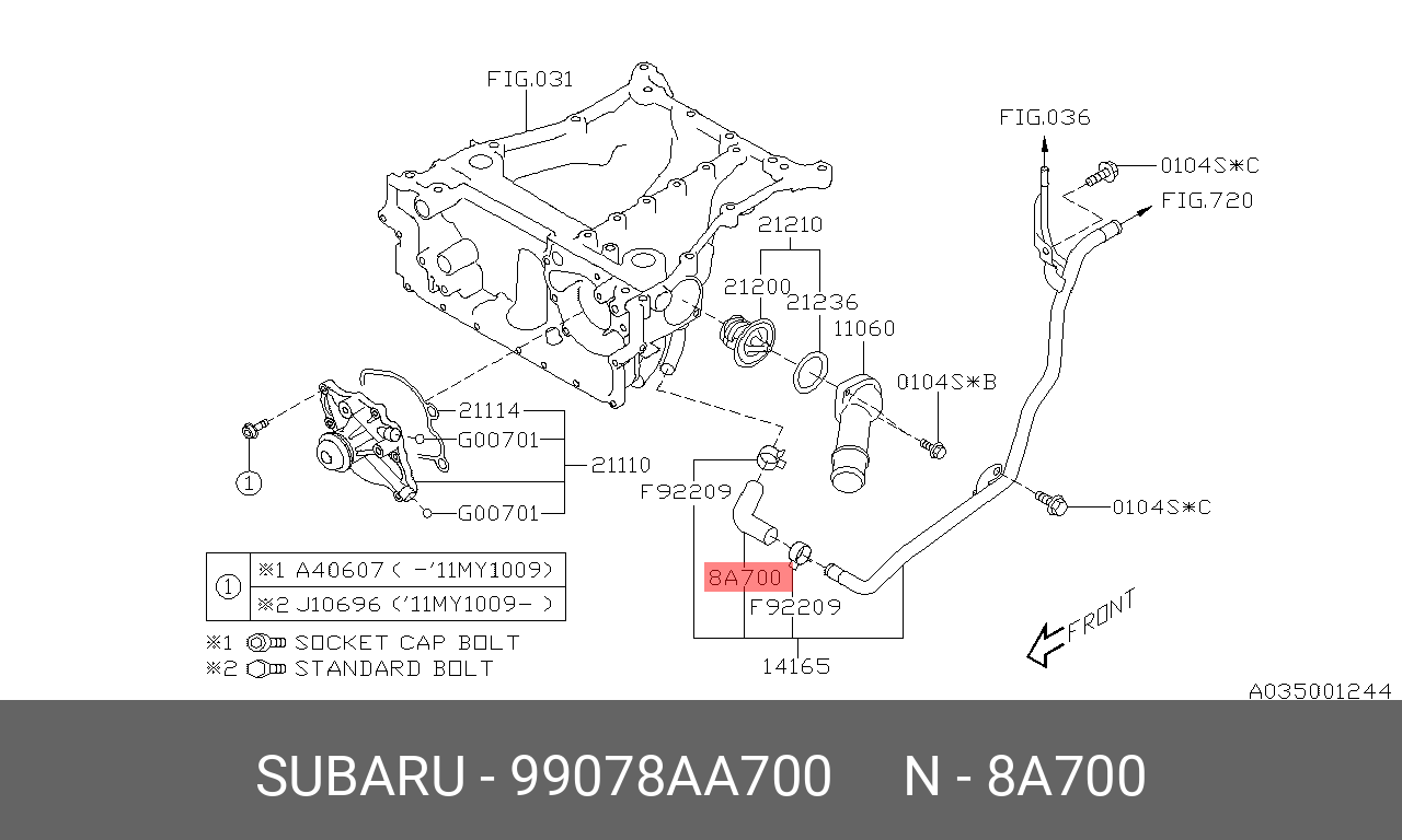 99078AA700 SUBARU HOSE-WATER