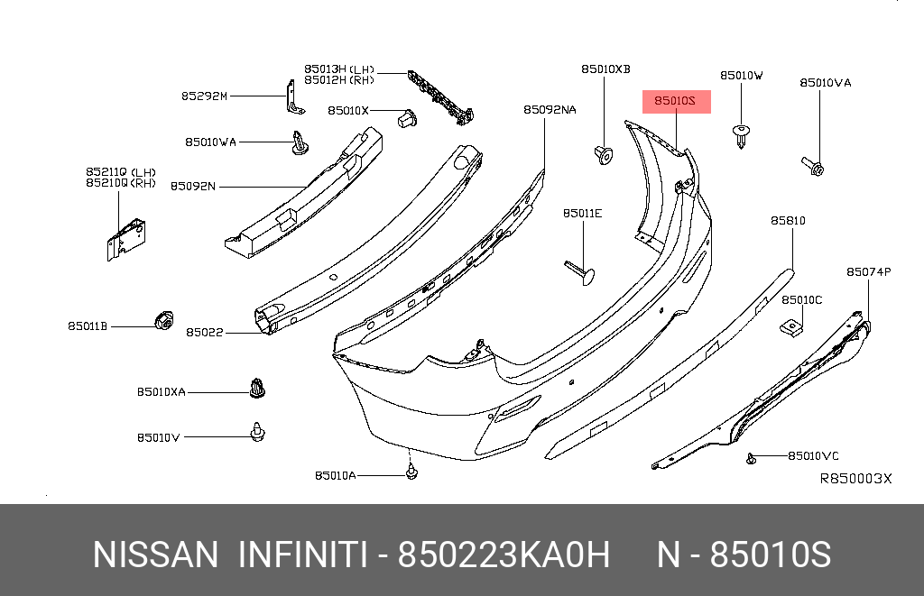 Nissan PATHFINDER 13-17 BUMPER REAR - 85022-3KA0H | Spare Parts Shop ...