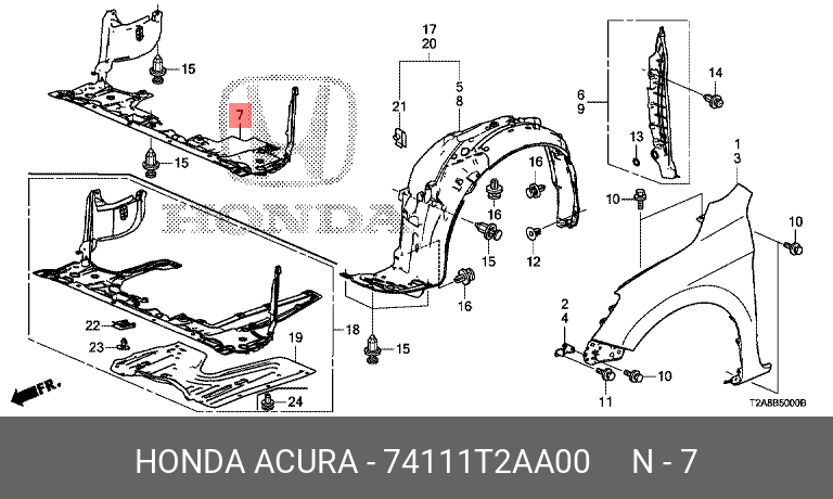 Honda ENGINE SHIELD - 74111T2AA00 | Spare Parts Shop - Allparts.ae