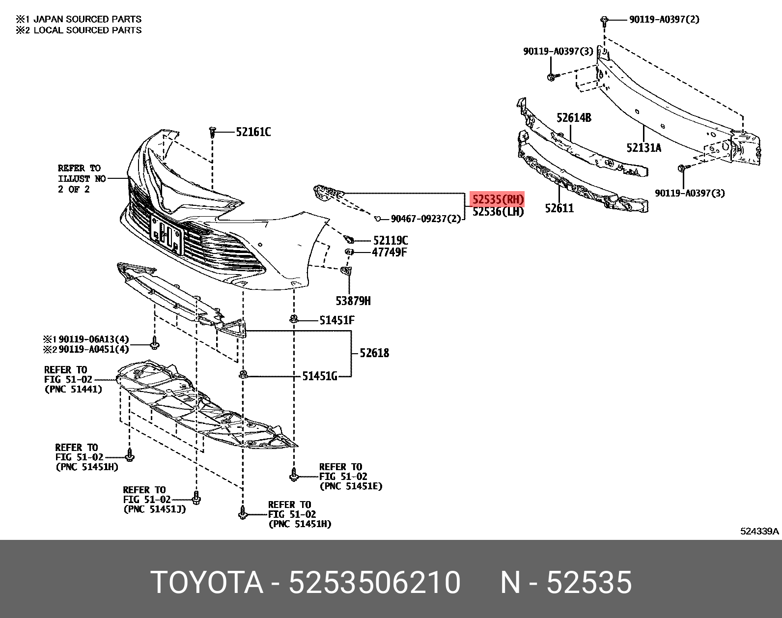 Toyota CAMRY 18-20 BUMPER BRACKET FRONT CN RH - 52535-06210 | Spare ...