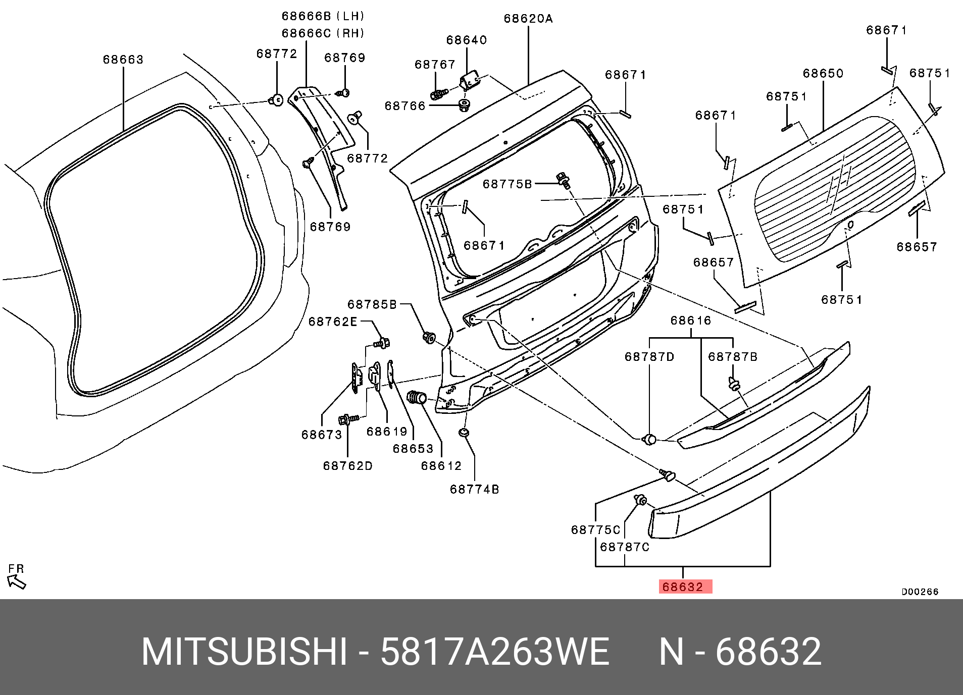 5817A263WE MITSUBISHI GARNISH,TAILGATE,LWR