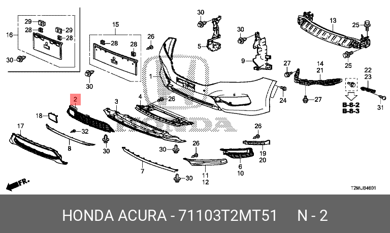 Honda BUMPER GRILLE - 71103T2MT51 | Spare Parts Shop - Allparts.ae