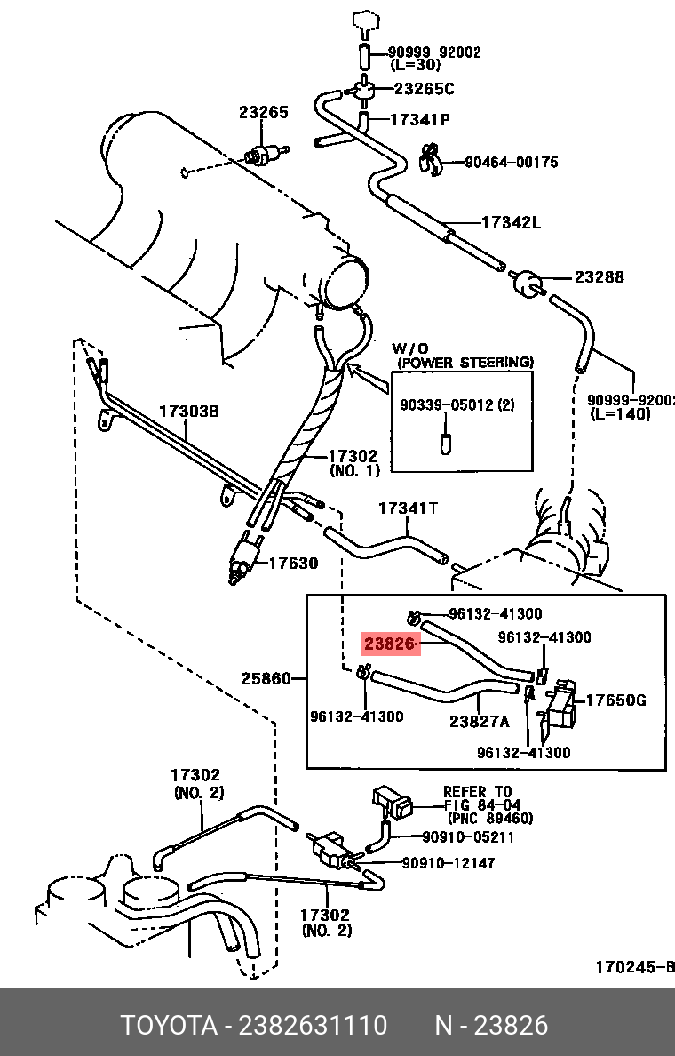 23826-31110 TOYOTA LEXUS HOSE FUEL VAPOR