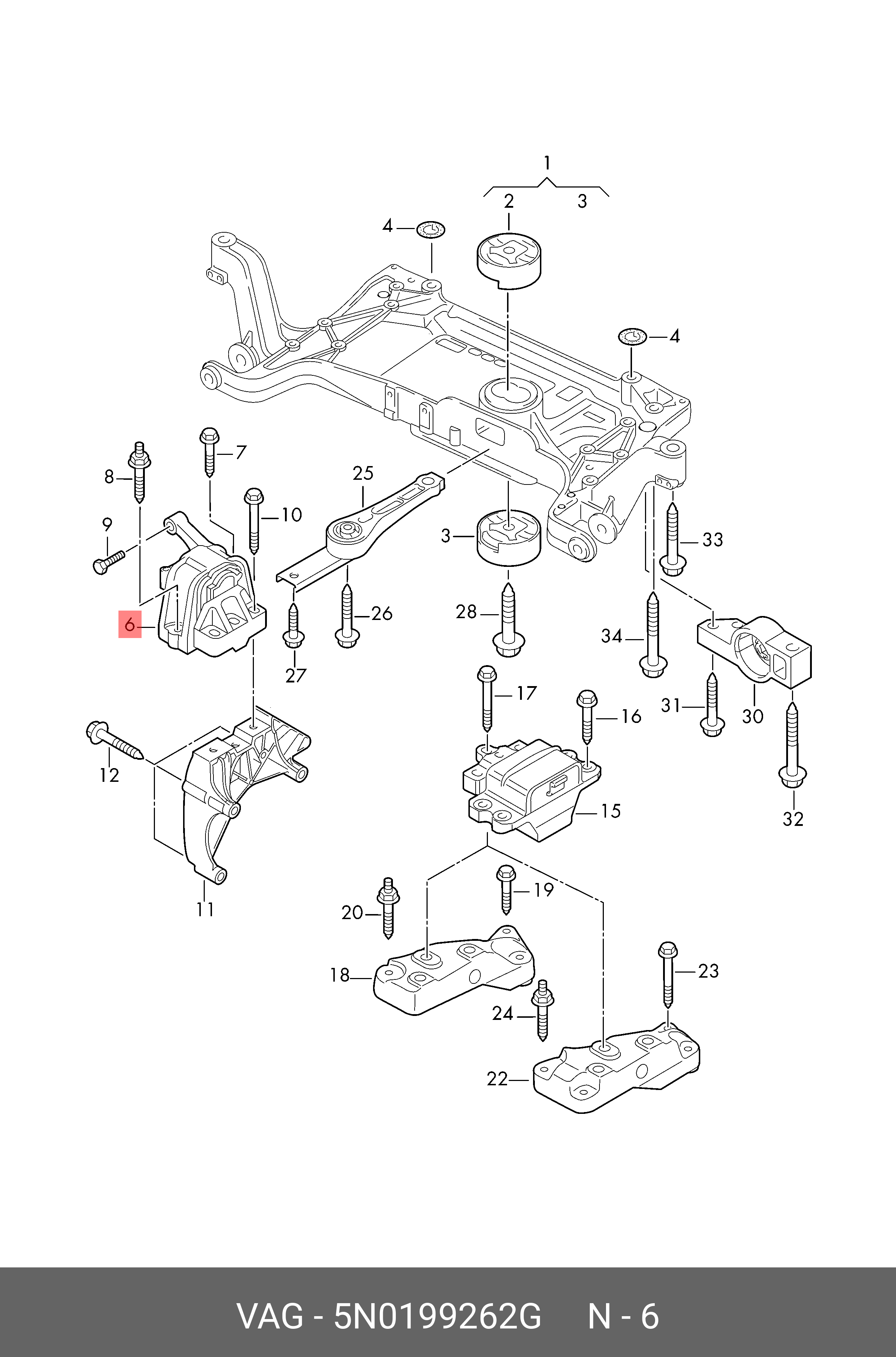 5N0 199 262 G VOLKSWAGEN ENGINE MOUNTING RHT-VW