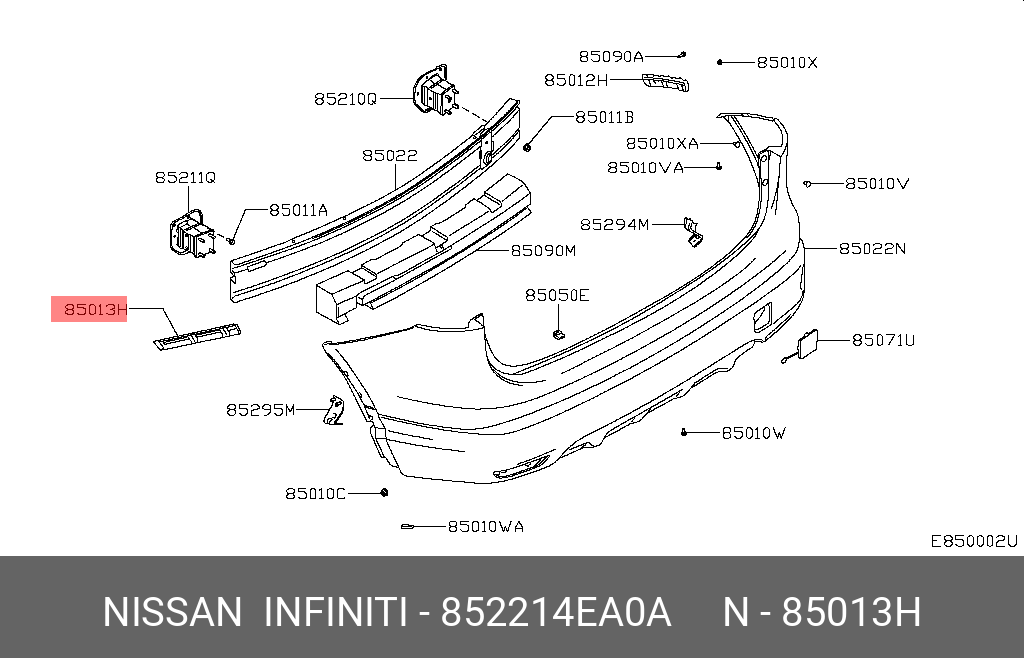 Nissan QASHQAI 15-17 BUMPER REAR BRACKET LH - 85221-4EA0A | Spare Parts ...